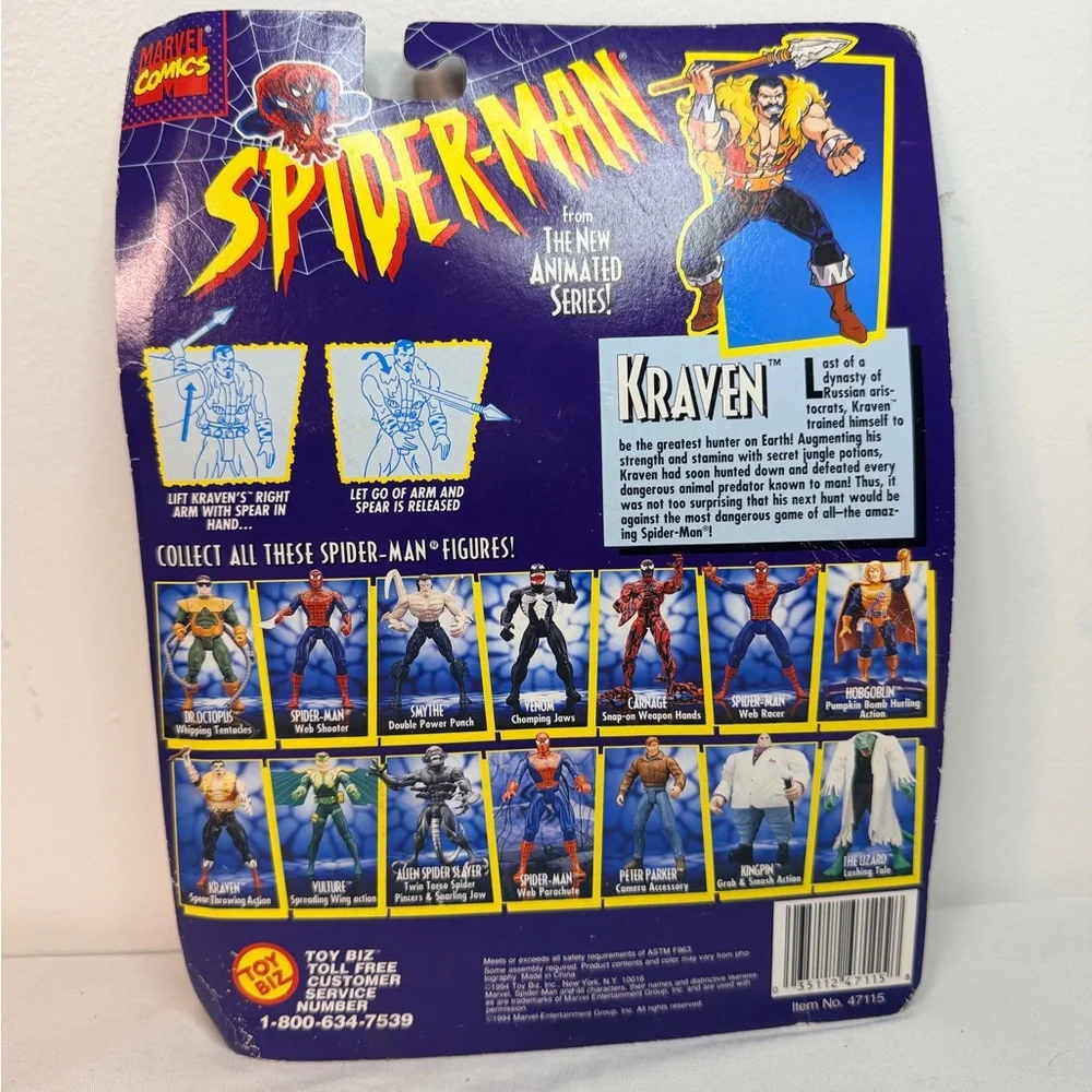 Marvel | Toys | Vintage 994 Spiderman Animated Series Kraven Action ...